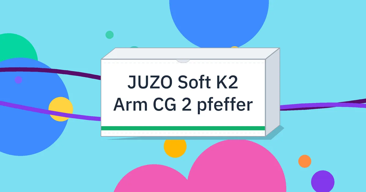 Symbolbild: Packung mit der Aufschrift JUZO Soft K2 Arm CG 2 pfeffer (PZN 15511918) – Verfügbarkeit und Bezug in Apotheken in Frankfurt am Main