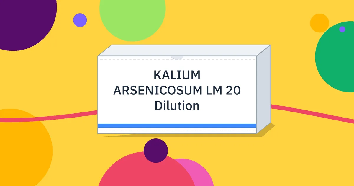 Symbolbild: Packung mit der Aufschrift KALIUM ARSENICOSUM LM 20 Dilution (PZN 12917100) – Verfügbarkeit und Bezug in Apotheken in Frankfurt am Main