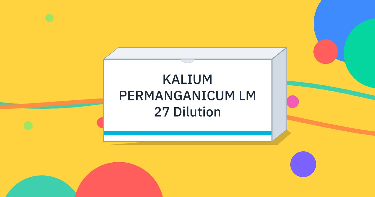 Symbolbild: Packung mit der Aufschrift KALIUM PERMANGANICUM LM 27 Dilution (PZN 12924293) – Verfügbarkeit und Bezug in Apotheken in Frankfurt am Main
