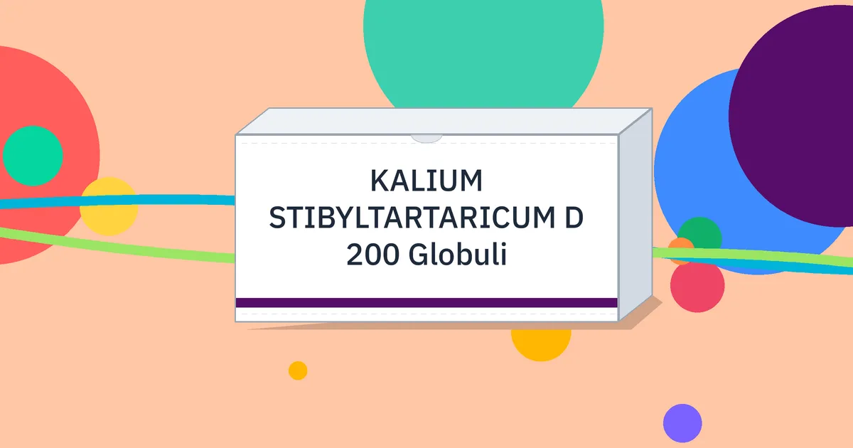 Symbolbild: Packung mit der Aufschrift KALIUM STIBYLTARTARICUM D 200 Globuli (PZN 15304958) – Verfügbarkeit und Bezug in Apotheken in Frankfurt am Main