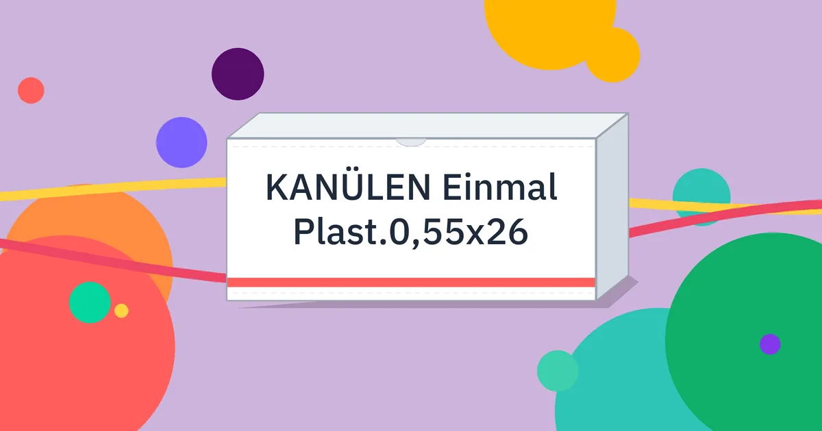 Symbolbild: Packung mit der Aufschrift KANÜLEN Einmal Plast.0,55x26 (PZN 01964533) – Verfügbarkeit und Bezug in Apotheken in Frankfurt am Main