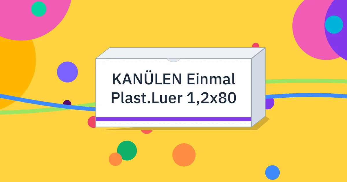 Symbolbild: Packung mit der Aufschrift KANÜLEN Einmal Plast.Luer 1,2x80 (PZN 02440619) – Verfügbarkeit und Bezug in Apotheken in Frankfurt am Main