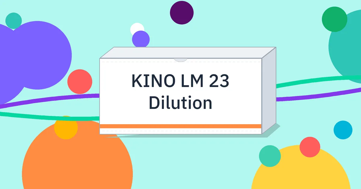 Symbolbild: Packung mit der Aufschrift KINO LM 23 Dilution (PZN 13518632) – Verfügbarkeit und Bezug in Apotheken in Frankfurt am Main