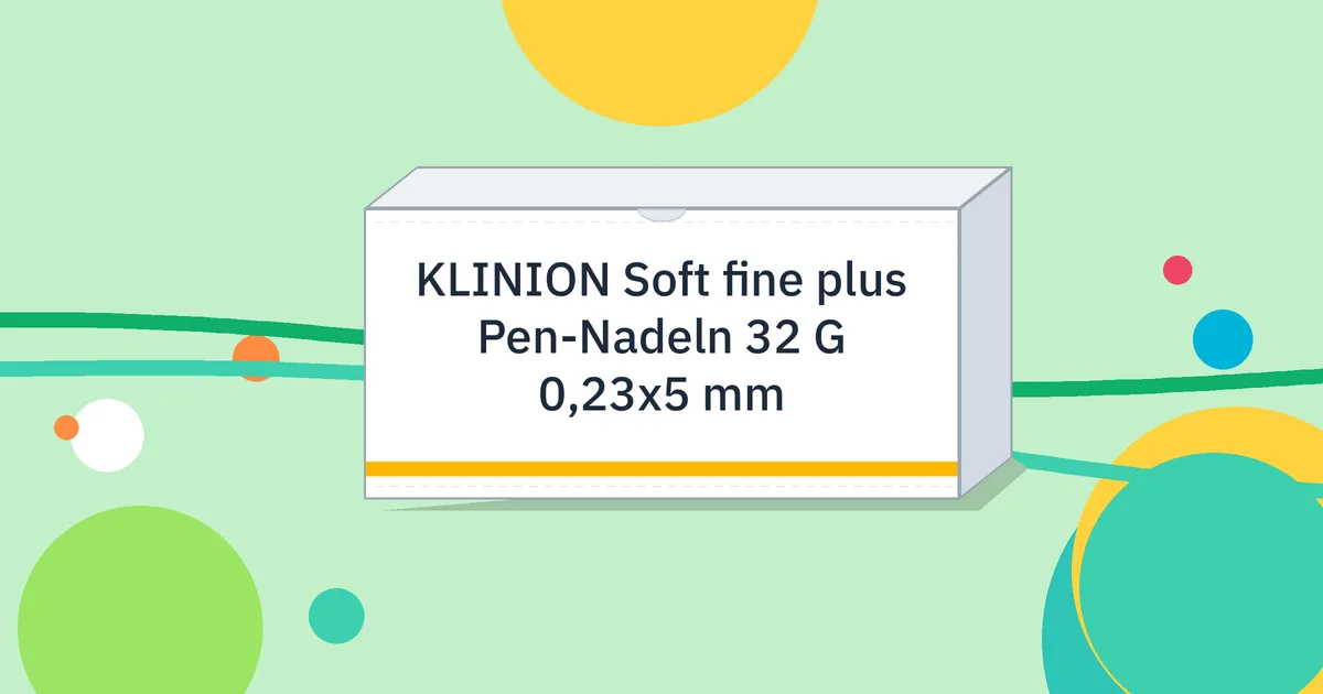 Symbolbild: Packung mit der Aufschrift KLINION Soft fine plus Pen-Nadeln 32 G 0,23x5 mm (PZN 17971498) – Verfügbarkeit und Bezug in Apotheken in Frankfurt am Main