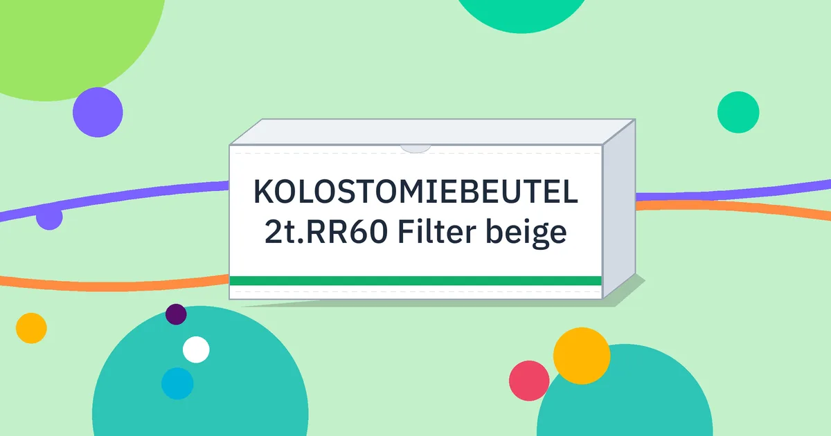 Symbolbild: Packung mit der Aufschrift KOLOSTOMIEBEUTEL 2t.RR60 Filter beige (PZN 03837738) – Verfügbarkeit und Bezug in Apotheken in Frankfurt am Main