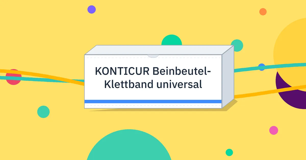 Symbolbild: Packung mit der Aufschrift KONTICUR Beinbeutel-Klettband universal (PZN 18473130) – Verfügbarkeit und Bezug in Apotheken in Frankfurt am Main