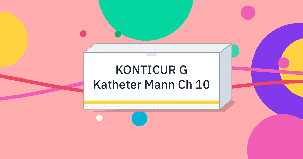 Symbolbild: Packung mit der Aufschrift KONTICUR G Katheter Mann Ch 10 (PZN 20023026) – Verfügbarkeit und Bezug in Apotheken in Frankfurt am Main