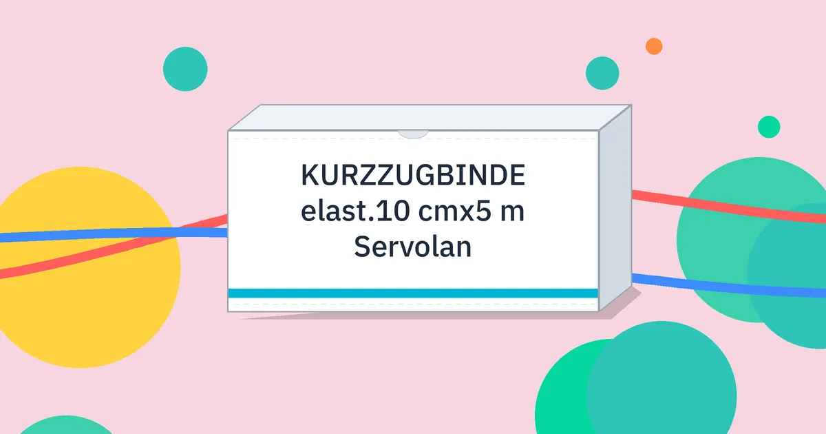 Symbolbild: Packung mit der Aufschrift KURZZUGBINDE elast.10 cmx5 m Servolan (PZN 04762445) – Verfügbarkeit und Bezug in Apotheken in Frankfurt am Main