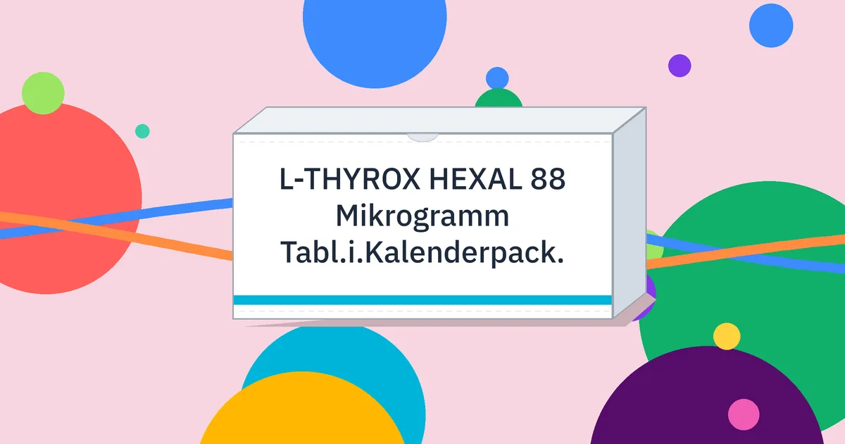 Symbolbild: Packung mit der Aufschrift L-THYROX HEXAL 88 Mikrogramm Tabl.i.Kalenderpack. (PZN 14295134) – Verfügbarkeit und Bezug in Apotheken in Frankfurt am Main