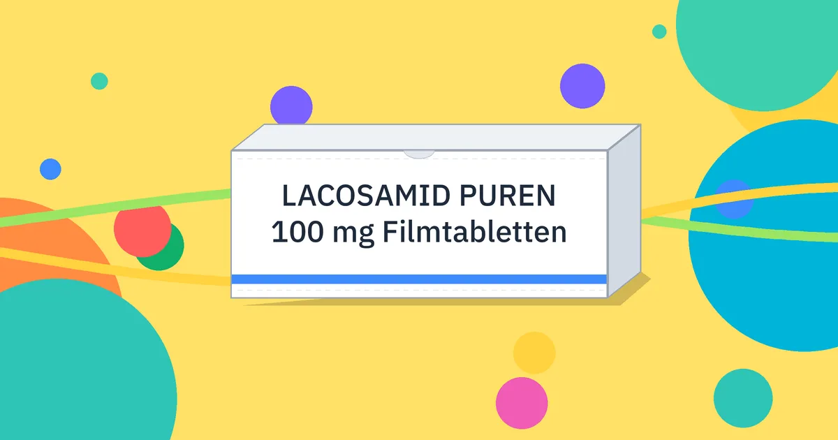 Symbolbild: Packung mit der Aufschrift LACOSAMID PUREN 100 mg Filmtabletten (PZN 17636854) – Verfügbarkeit und Bezug in Apotheken in Frankfurt am Main