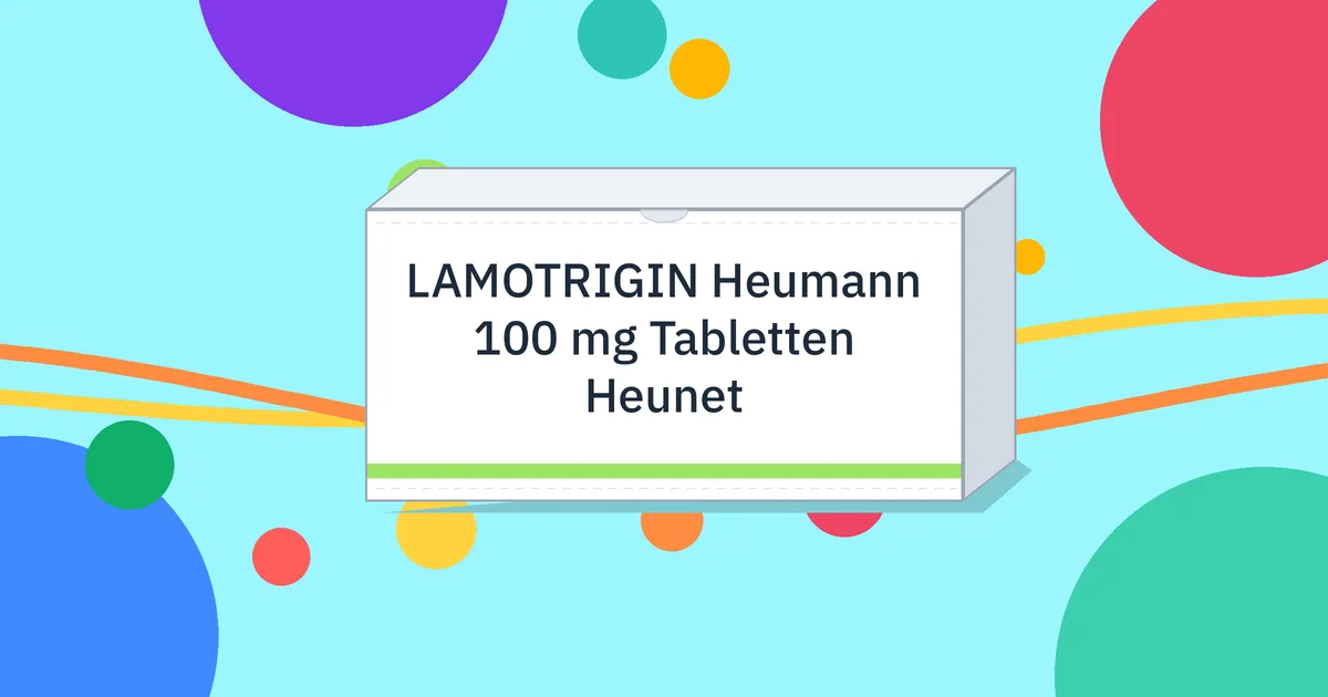 Symbolbild: Packung mit der Aufschrift LAMOTRIGIN Heumann 100 mg Tabletten Heunet (PZN 15304059) – Verfügbarkeit und Bezug in Apotheken in Frankfurt am Main