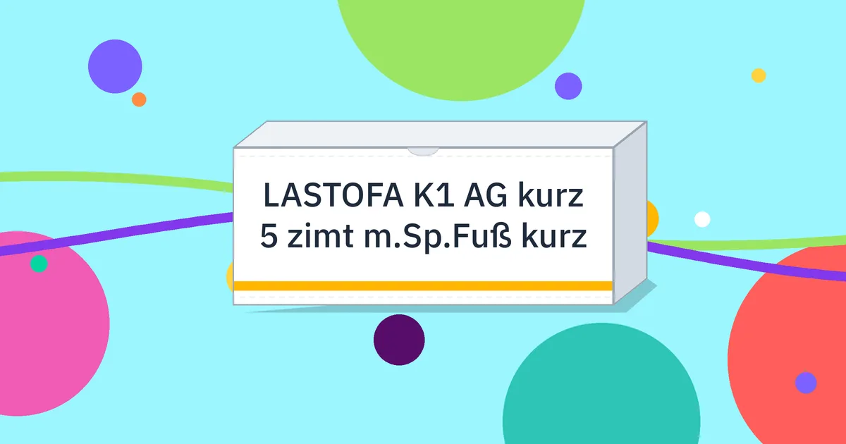 Symbolbild: Packung mit der Aufschrift LASTOFA K1 AG kurz 5 zimt m.Sp.Fuß kurz (PZN 13793077) – Verfügbarkeit und Bezug in Apotheken in Frankfurt am Main