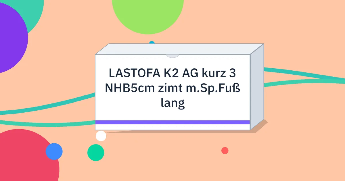 Symbolbild: Packung mit der Aufschrift LASTOFA K2 AG kurz 3 NHB5cm zimt m.Sp.Fuß lang (PZN 13804125) – Verfügbarkeit und Bezug in Apotheken in Frankfurt am Main