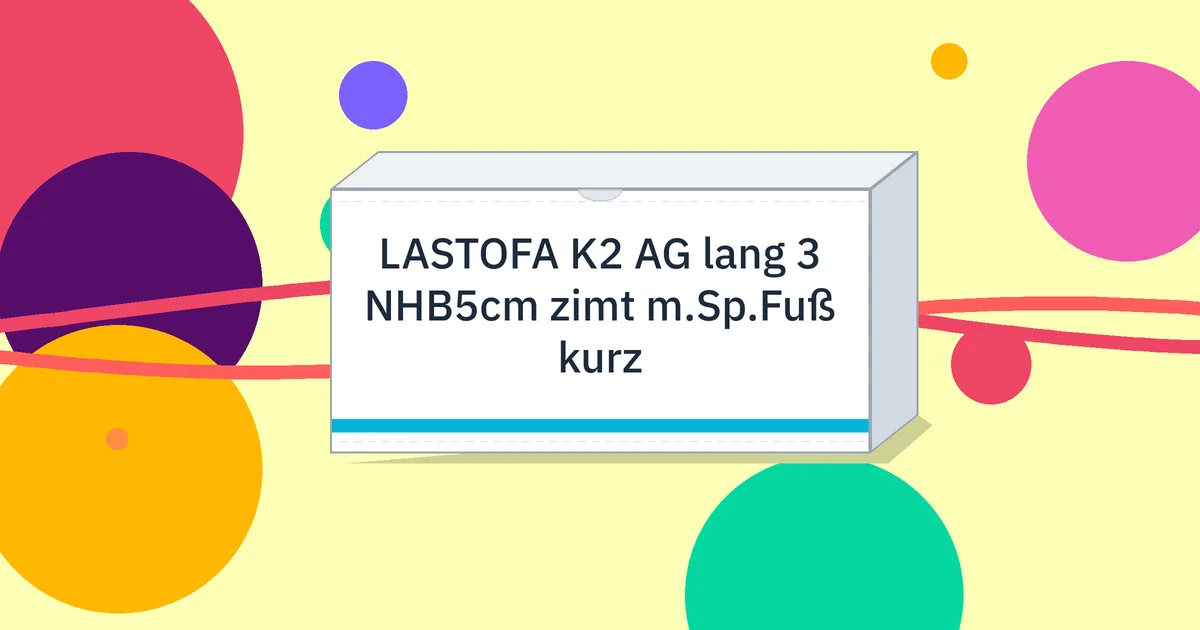 Symbolbild: Packung mit der Aufschrift LASTOFA K2 AG lang 3 NHB5cm zimt m.Sp.Fuß kurz (PZN 13803999) – Verfügbarkeit und Bezug in Apotheken in Frankfurt am Main