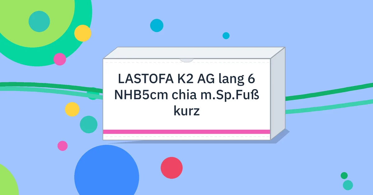 Symbolbild: Packung mit der Aufschrift LASTOFA K2 AG lang 6 NHB5cm chia m.Sp.Fuß kurz (PZN 13807098) – Verfügbarkeit und Bezug in Apotheken in Frankfurt am Main