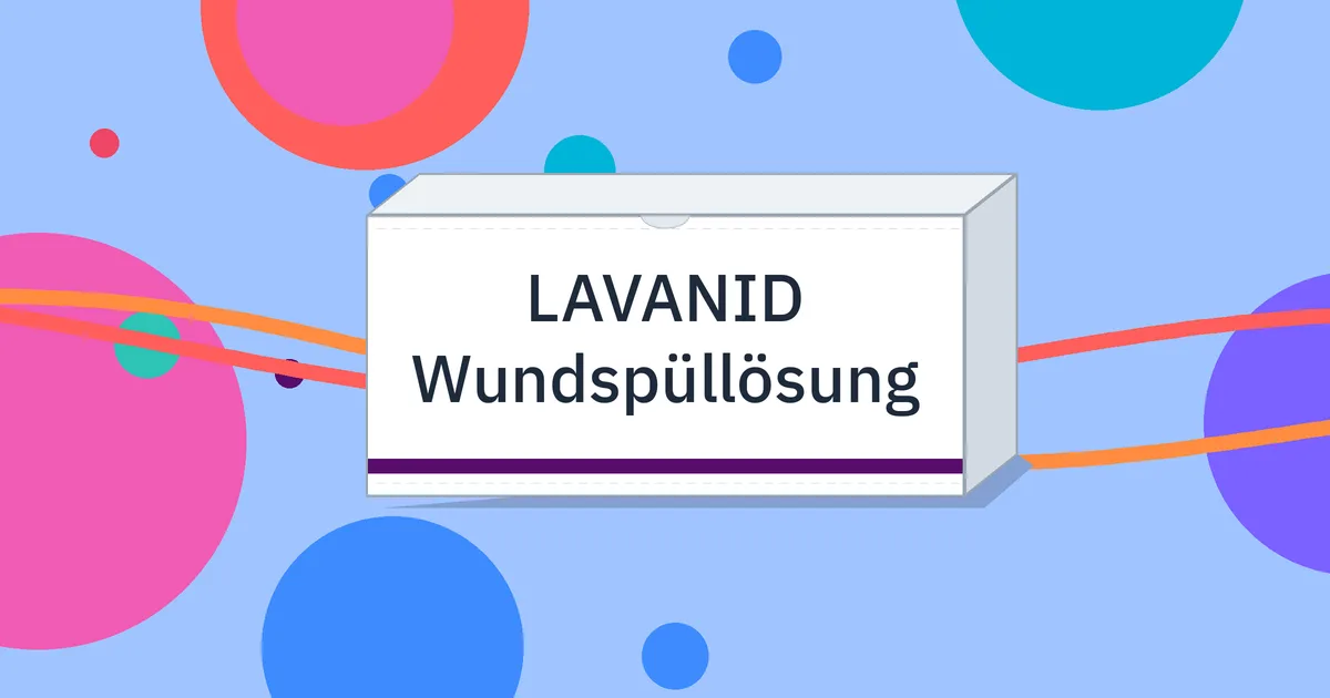 Symbolbild: Packung mit der Aufschrift LAVANID Wundspüllösung (PZN 20328292) – Verfügbarkeit und Bezug in Apotheken in Frankfurt am Main