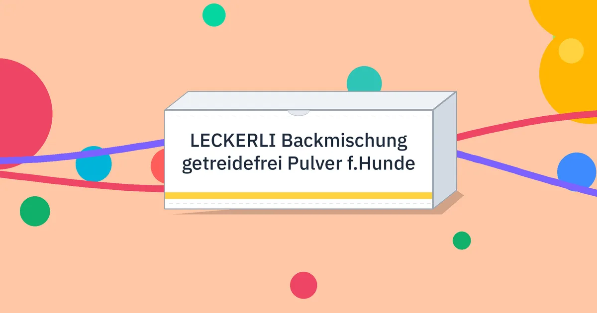 Symbolbild: Packung mit der Aufschrift LECKERLI Backmischung getreidefrei Pulver f.Hunde (PZN 13649759) – Verfügbarkeit und Bezug in Apotheken in Frankfurt am Main