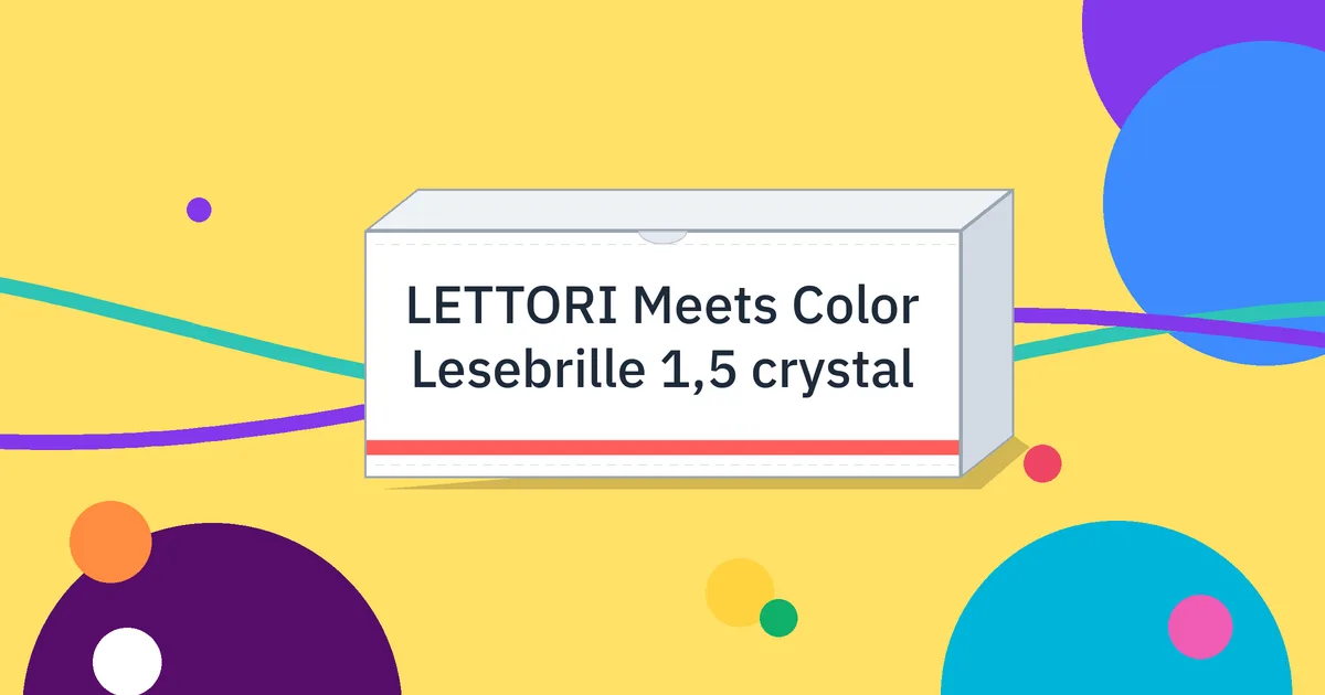 Symbolbild: Packung mit der Aufschrift LETTORI Meets Color Lesebrille 1,5 crystal (PZN 11142246) – Verfügbarkeit und Bezug in Apotheken in Frankfurt am Main