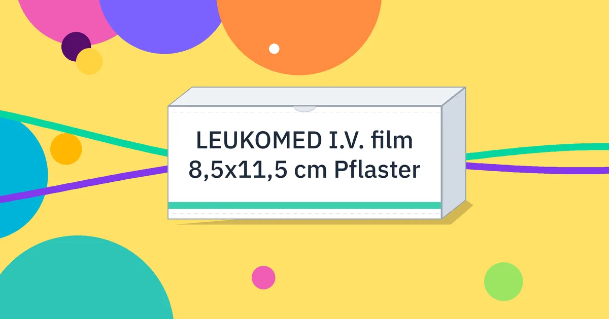 Symbolbild: Packung mit der Aufschrift LEUKOMED I.V. film 8,5x11,5 cm Pflaster (PZN 16002024) – Verfügbarkeit und Bezug in Apotheken in Frankfurt am Main