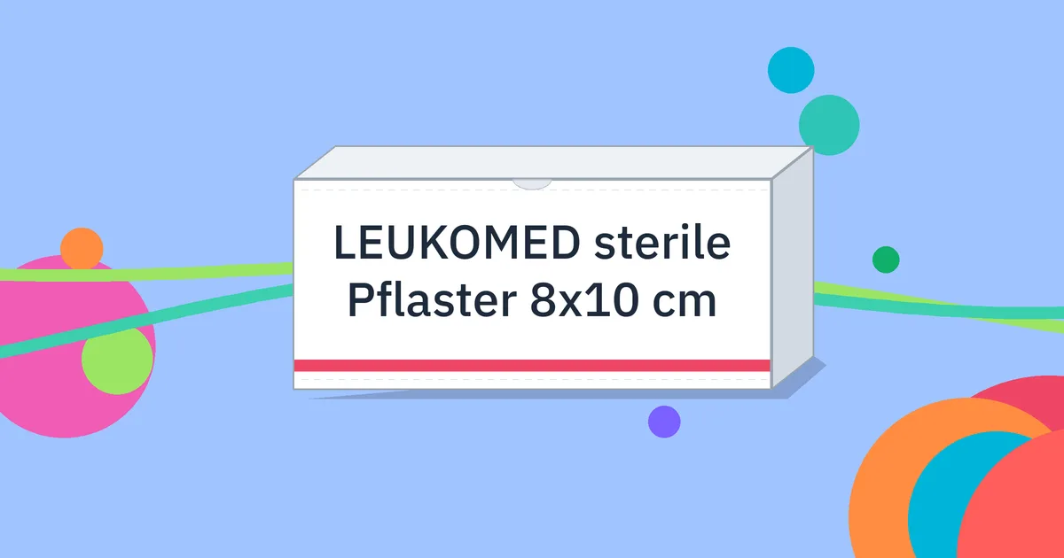 Symbolbild: Packung mit der Aufschrift LEUKOMED sterile Pflaster 8x10 cm (PZN 19347798) – Verfügbarkeit und Bezug in Apotheken in Frankfurt am Main