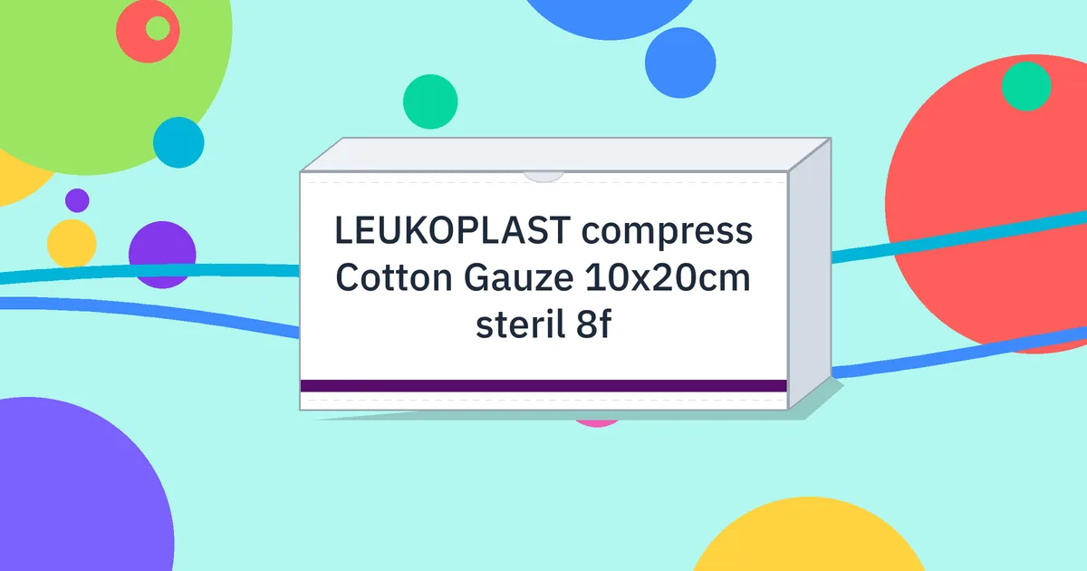 Symbolbild: Packung mit der Aufschrift LEUKOPLAST compress Cotton Gauze 10x20cm steril 8f (PZN 19064267) – Verfügbarkeit und Bezug in Apotheken in Frankfurt am Main