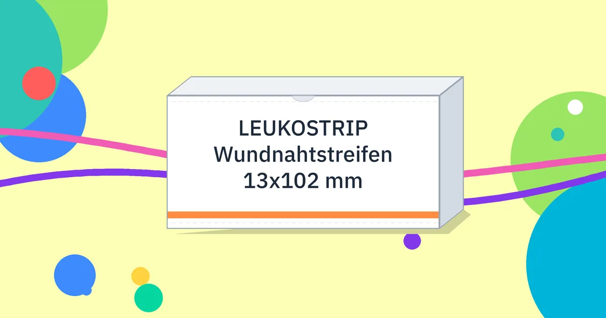 Symbolbild: Packung mit der Aufschrift LEUKOSTRIP Wundnahtstreifen 13x102 mm (PZN 07610405) – Verfügbarkeit und Bezug in Apotheken in Frankfurt am Main