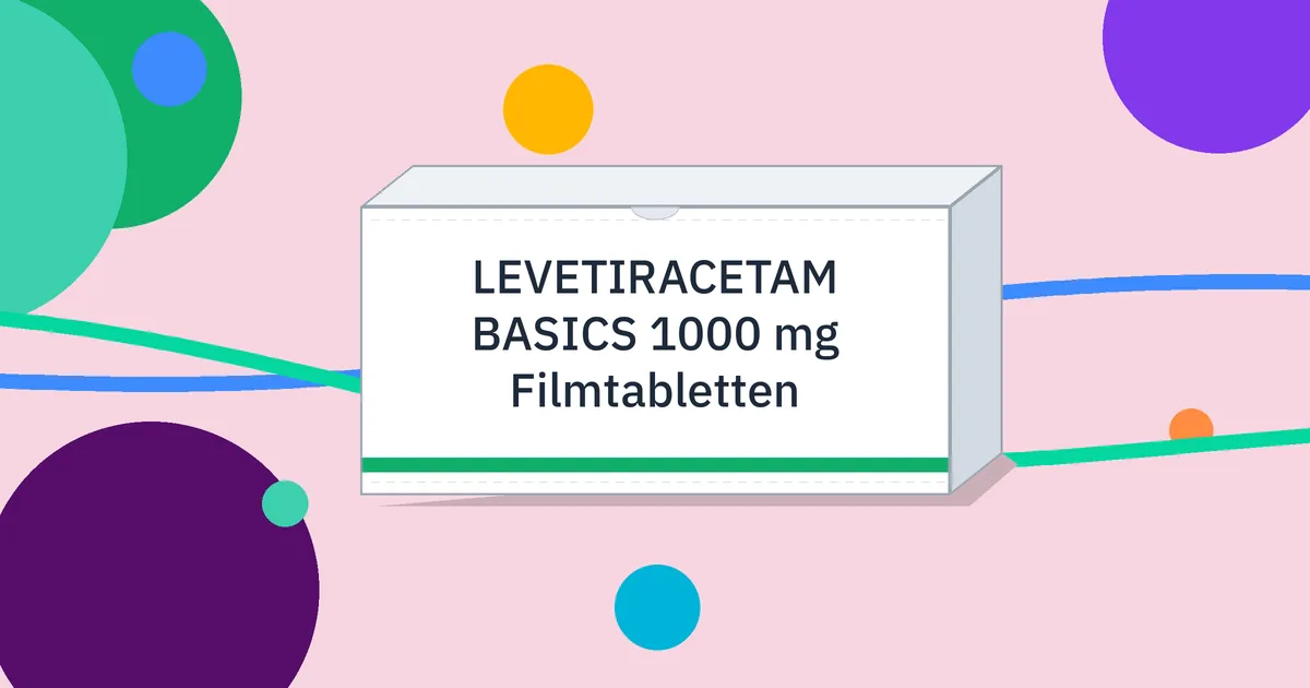 Symbolbild: Packung mit der Aufschrift LEVETIRACETAM BASICS 1000 mg Filmtabletten (PZN 09483017) – Verfügbarkeit und Bezug in Apotheken in Frankfurt am Main