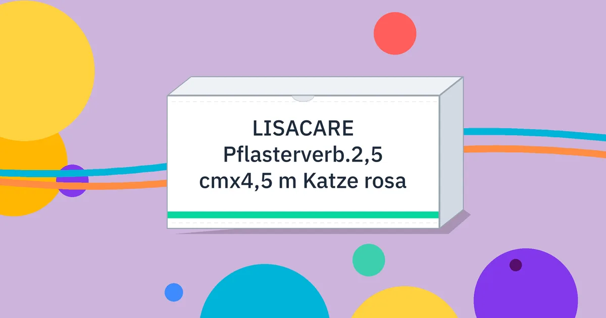 Symbolbild: Packung mit der Aufschrift LISACARE Pflasterverb.2,5 cmx4,5 m Katze rosa (PZN 17891641) – Verfügbarkeit und Bezug in Apotheken in Frankfurt am Main