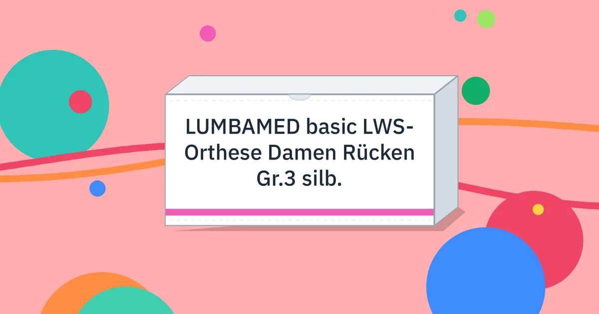 Symbolbild: Packung mit der Aufschrift LUMBAMED basic LWS-Orthese Damen Rücken Gr.3 silb. (PZN 18827869) – Verfügbarkeit und Bezug in Apotheken in Frankfurt am Main