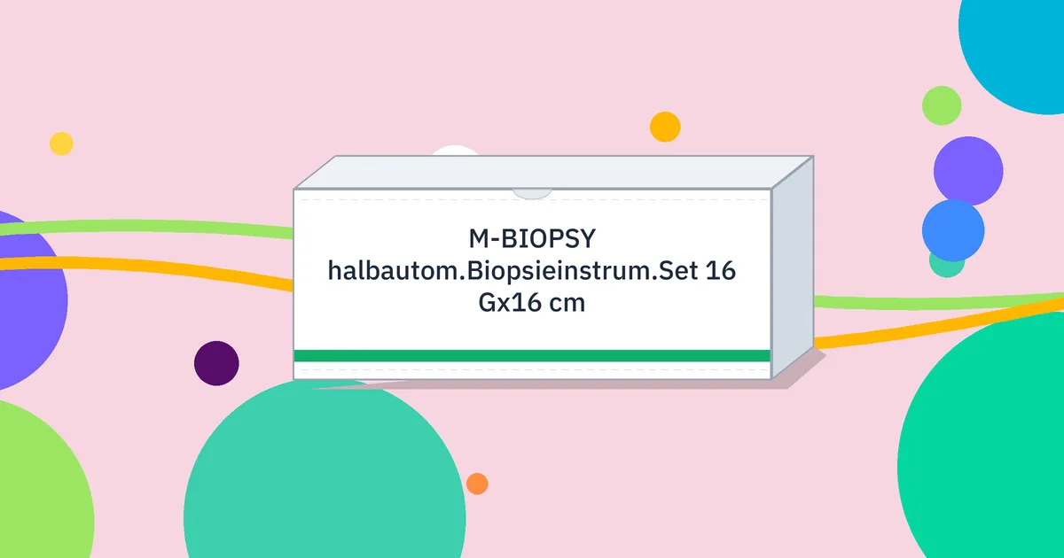 Symbolbild: Packung mit der Aufschrift M-BIOPSY halbautom.Biopsieinstrum.Set 16 Gx16 cm (PZN 20280705) – Verfügbarkeit und Bezug in Apotheken in Frankfurt am Main