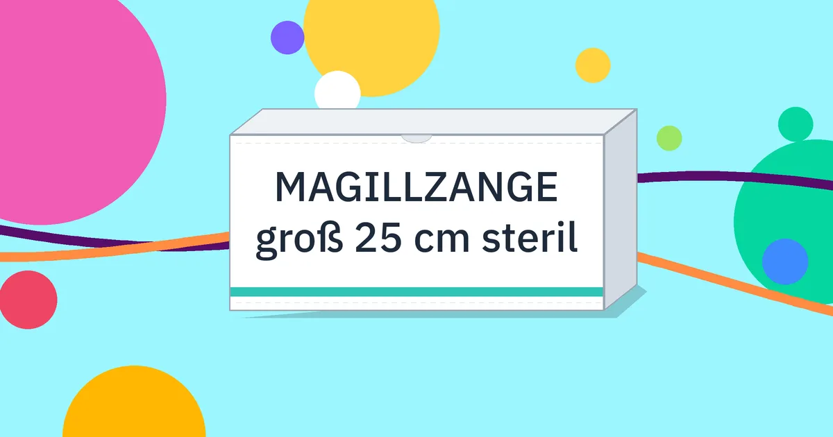 Symbolbild: Packung mit der Aufschrift MAGILLZANGE groß 25 cm steril (PZN 17248661) – Verfügbarkeit und Bezug in Apotheken in Frankfurt am Main