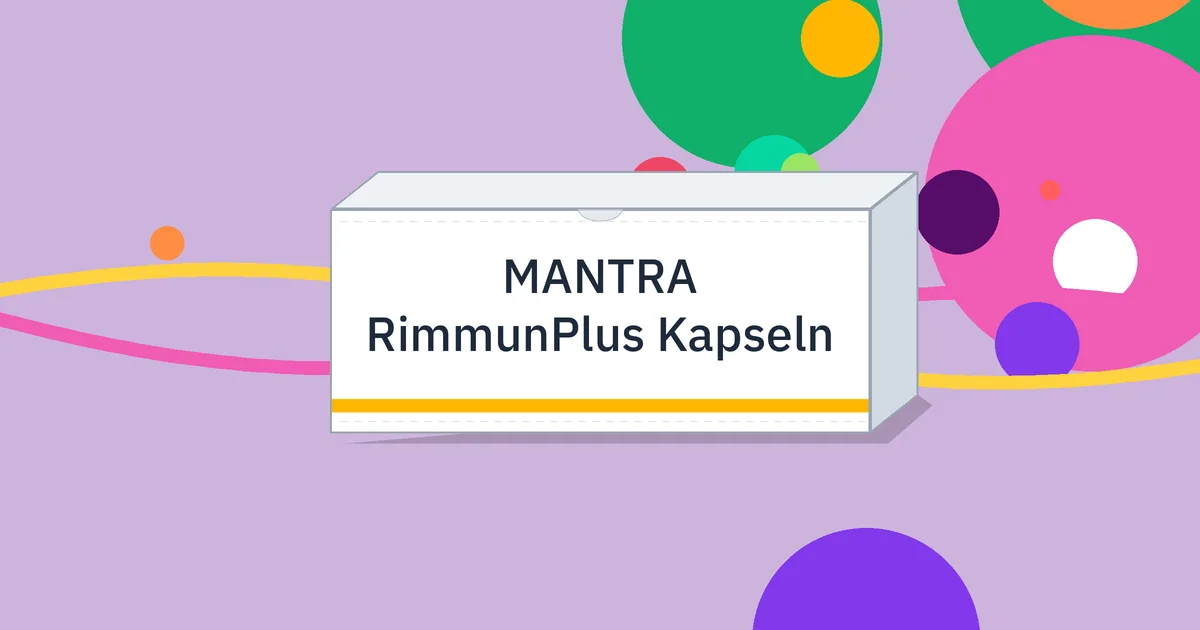 Symbolbild: Packung mit der Aufschrift MANTRA RimmunPlus Kapseln (PZN 18107218) – Verfügbarkeit und Bezug in Apotheken in Frankfurt am Main