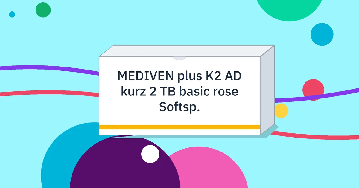 Symbolbild: Packung mit der Aufschrift MEDIVEN plus K2 AD kurz 2 TB basic rose Softsp. (PZN 15098453) – Verfügbarkeit und Bezug in Apotheken in Frankfurt am Main