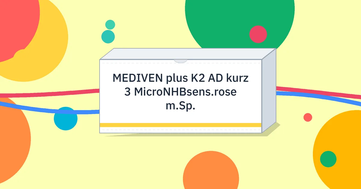 Symbolbild: Packung mit der Aufschrift MEDIVEN plus K2 AD kurz 3 MicroNHBsens.rose m.Sp. (PZN 15933915) – Verfügbarkeit und Bezug in Apotheken in Frankfurt am Main