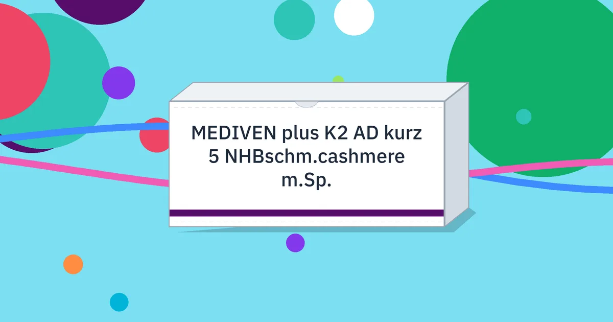 Symbolbild: Packung mit der Aufschrift MEDIVEN plus K2 AD kurz 5 NHBschm.cashmere m.Sp. (PZN 15926306) – Verfügbarkeit und Bezug in Apotheken in Frankfurt am Main