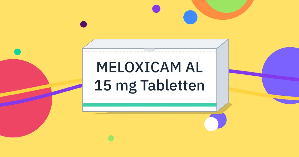 Symbolbild: Packung mit der Aufschrift MELOXICAM AL 15 mg Tabletten (PZN 04901674) – Verfügbarkeit und Bezug in Apotheken in Frankfurt am Main