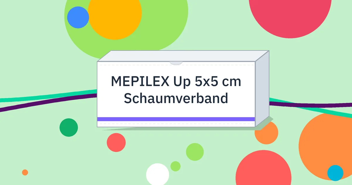 Symbolbild: Packung mit der Aufschrift MEPILEX Up 5x5 cm Schaumverband (PZN 19980739) – Verfügbarkeit und Bezug in Apotheken in Frankfurt am Main