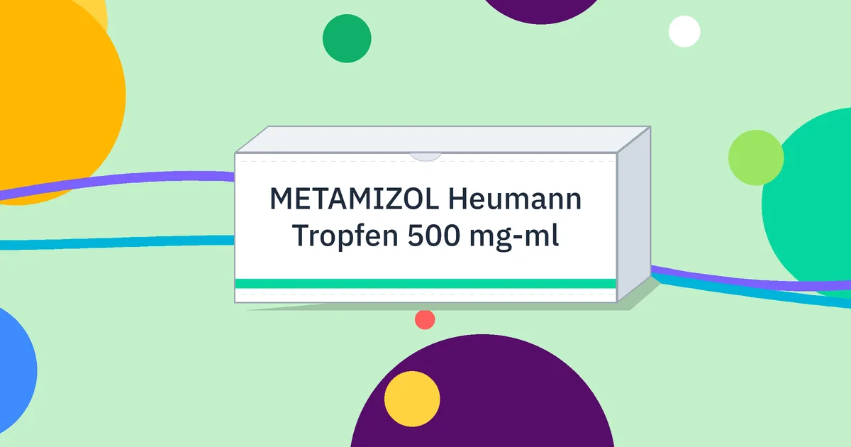 Symbolbild: Packung mit der Aufschrift METAMIZOL Heumann Tropfen 500 mg-ml (PZN 10065118) – Verfügbarkeit und Bezug in Apotheken in Frankfurt am Main