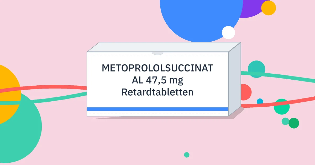 Symbolbild: Packung mit der Aufschrift METOPROLOLSUCCINAT AL 47,5 mg Retardtabletten (PZN 07097020) – Verfügbarkeit und Bezug in Apotheken in Frankfurt am Main