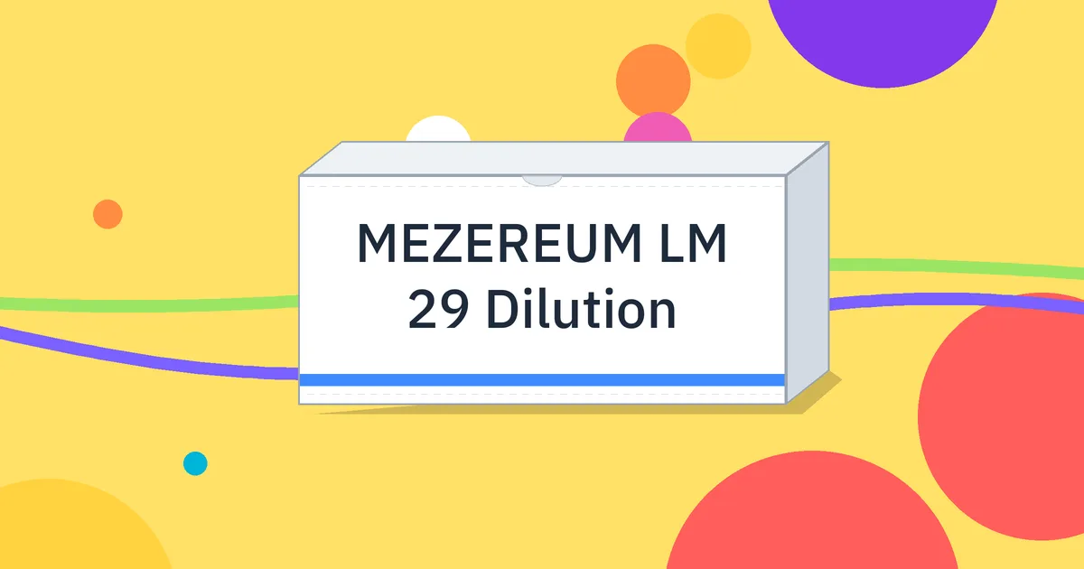 Symbolbild: Packung mit der Aufschrift MEZEREUM LM 29 Dilution (PZN 12956382) – Verfügbarkeit und Bezug in Apotheken in Frankfurt am Main