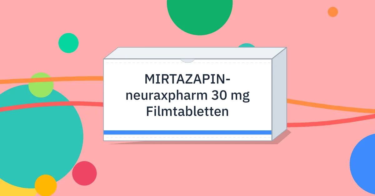 Symbolbild: Packung mit der Aufschrift MIRTAZAPIN-neuraxpharm 30 mg Filmtabletten (PZN 03647386) – Verfügbarkeit und Bezug in Apotheken in Frankfurt am Main