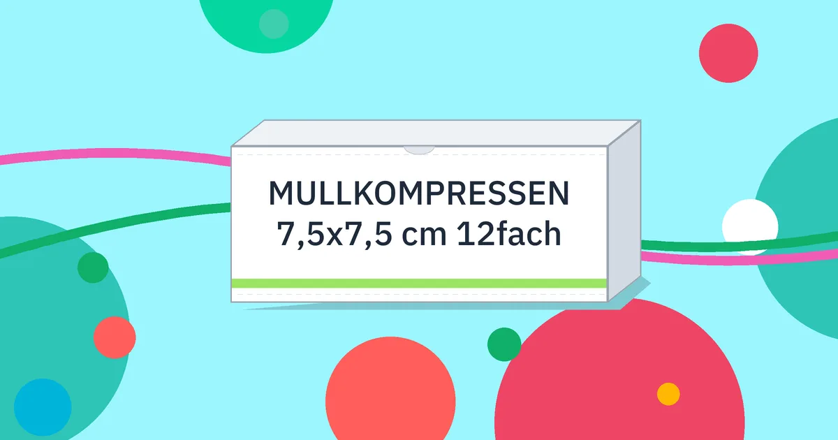 Symbolbild: Packung mit der Aufschrift MULLKOMPRESSEN 7,5x7,5 cm 12fach (PZN 01236911) – Verfügbarkeit und Bezug in Apotheken in Frankfurt am Main