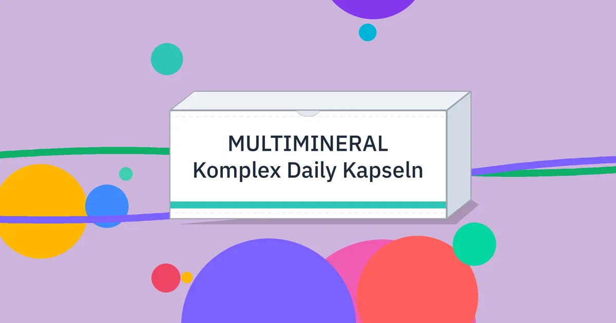 Symbolbild: Packung mit der Aufschrift MULTIMINERAL Komplex Daily Kapseln (PZN 18831463) – Verfügbarkeit und Bezug in Apotheken in Frankfurt am Main