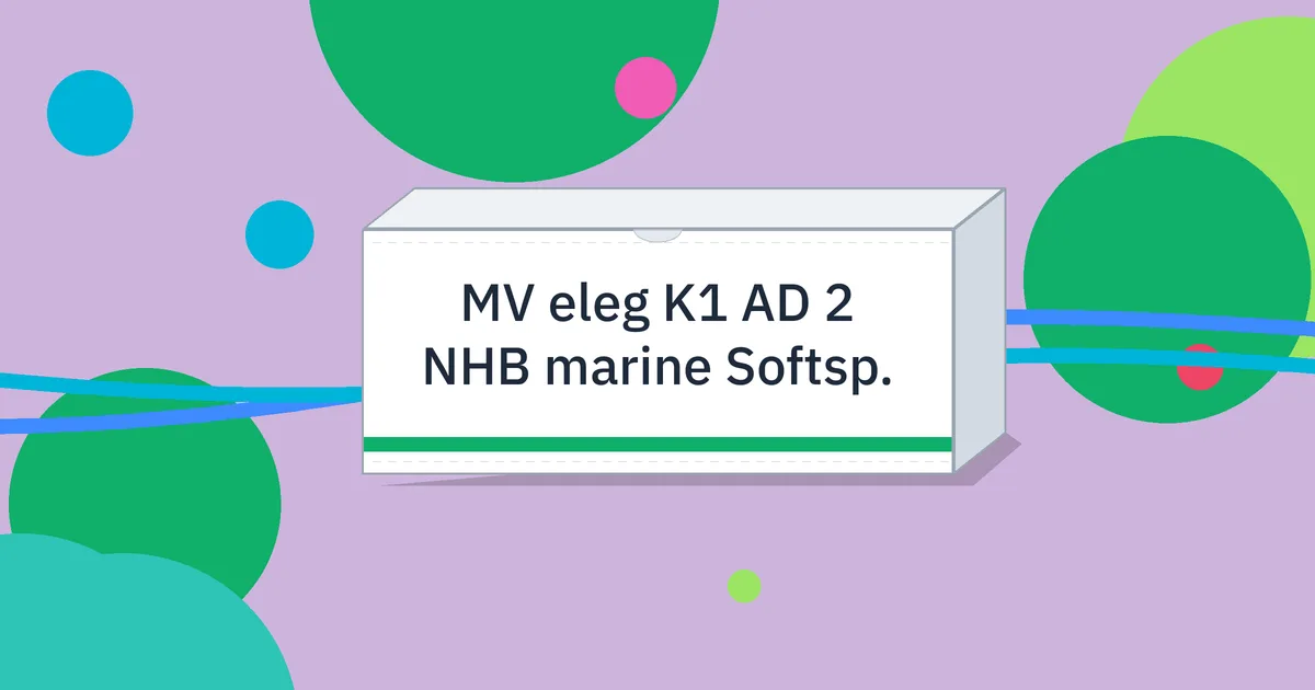 Symbolbild: Packung mit der Aufschrift MV eleg K1 AD 2 NHB marine Softsp. (PZN 15675459) – Verfügbarkeit und Bezug in Apotheken in Frankfurt am Main