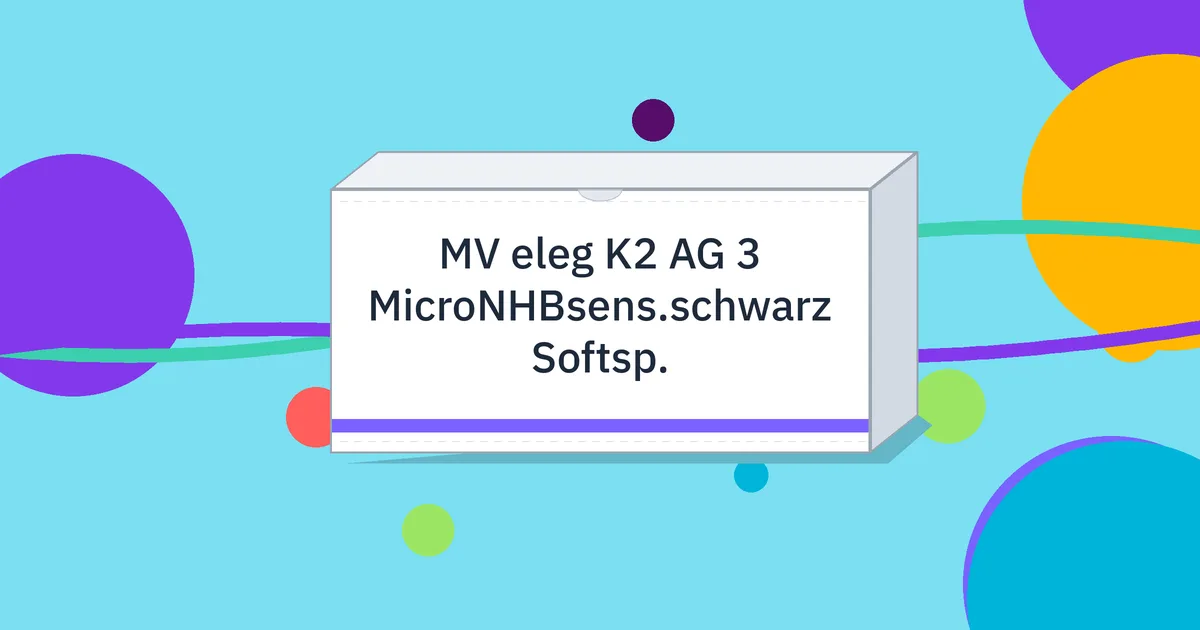 Symbolbild: Packung mit der Aufschrift MV eleg K2 AG 3 MicroNHBsens.schwarz Softsp. (PZN 16068649) – Verfügbarkeit und Bezug in Apotheken in Frankfurt am Main