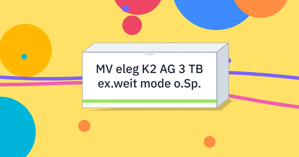 Symbolbild: Packung mit der Aufschrift MV eleg K2 AG 3 TB ex.weit mode o.Sp. (PZN 09877845) – Verfügbarkeit und Bezug in Apotheken in Frankfurt am Main