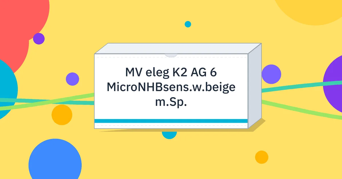 Symbolbild: Packung mit der Aufschrift MV eleg K2 AG 6 MicroNHBsens.w.beige m.Sp. (PZN 15725772) – Verfügbarkeit und Bezug in Apotheken in Frankfurt am Main