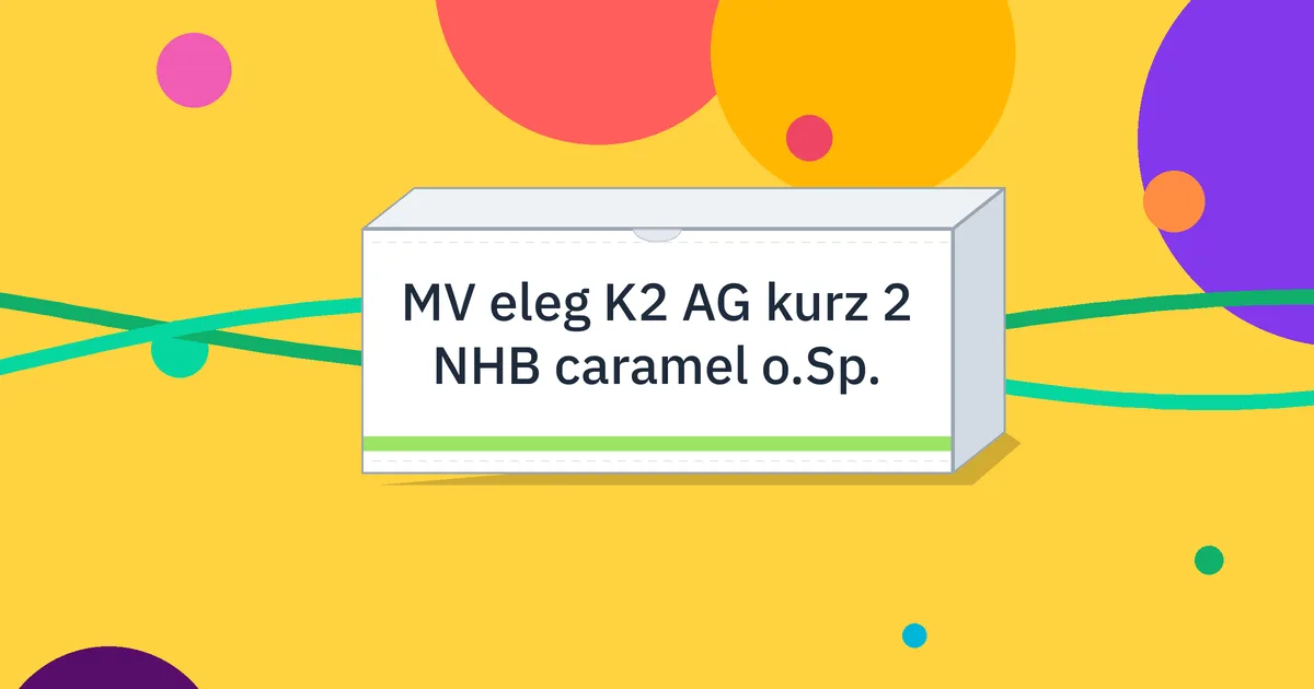 Symbolbild: Packung mit der Aufschrift MV eleg K2 AG kurz 2 NHB caramel o.Sp. (PZN 15716862) – Verfügbarkeit und Bezug in Apotheken in Frankfurt am Main