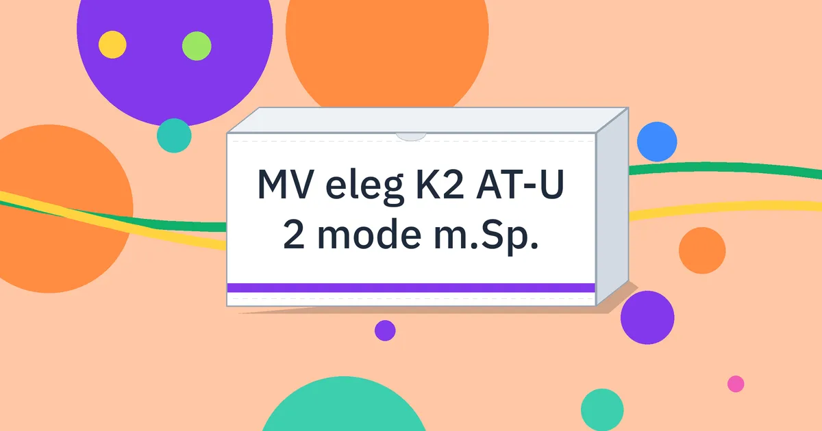 Symbolbild: Packung mit der Aufschrift MV eleg K2 AT-U 2 mode m.Sp. (PZN 04542844) – Verfügbarkeit und Bezug in Apotheken in Frankfurt am Main