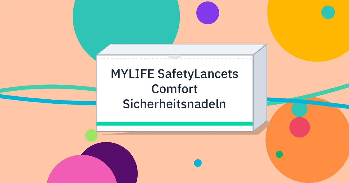 Symbolbild: Packung mit der Aufschrift MYLIFE SafetyLancets Comfort Sicherheitsnadeln (PZN 11286117) – Verfügbarkeit und Bezug in Apotheken in Frankfurt am Main